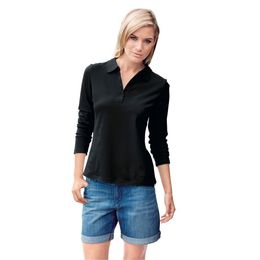 Heine Langarm-Poloshirt in schwarz | Gr.: 46