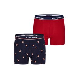 Happy Shorts 2er-Set: Boxershorts in Dunkelblau/ Rot | Gr.: M