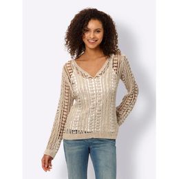 Heine Ajourpullover in beige | Gr.: 36-38