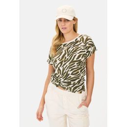 Camel Active T-Shirt mit Camouflage-Allover-Print in Olive-Beige | Gr.: M