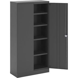 eurokraft basic Stahlschrank Nilas, mit 4 Fachböden, HxBxT 1830 x 915 x 421 mm, tiefschwarz