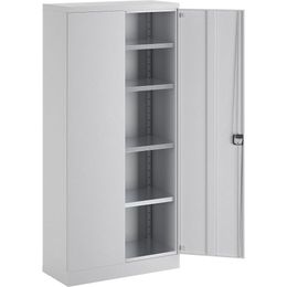 eurokraft basic Stahlschrank Nilas, mit 4 Fachböden, HxBxT 1950 x 915 x 421 mm, lichtgrau