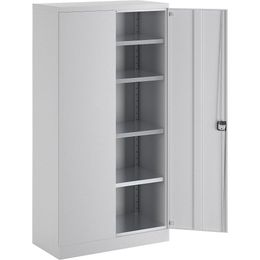 eurokraft basic Stahlschrank Nilas, mit 4 Fachböden, HxBxT 1950 x 1000 x 500 mm, lichtgrau