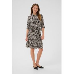 Kaffe Kleid KAdina Regular fit in Black/Feather Grey Lines | Gr.: 42