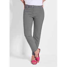 GOLDNER Lange Slim Fit Hose LOUISA in schwarz in schwarz / wei&szlig; / gemustert | Gr.: 48
