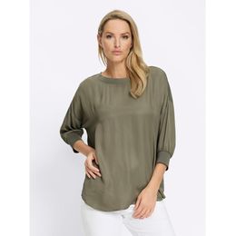 Heine Satin-Bluse in khaki | Gr.: 48