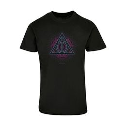 ABSOLUTE CULT T-Shirt 'Harry Potter - Neon Deathly Hallow' Herren Größe XXL blau / dunkellila / schwarz
