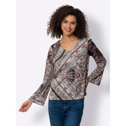 Heine Satinbluse in graphit-camel-bedruckt | Gr.: 34