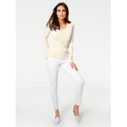 Heine V-Ausschnitt-Pullover in offwhite | Gr.: 46