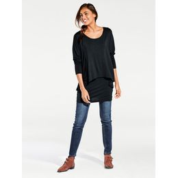 Heine Rundhals-Shirt in schwarz | Gr.: 40
