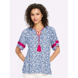 Heine Druck-Shirt in himmelblau-ecru-bedruckt | Gr.: 34
