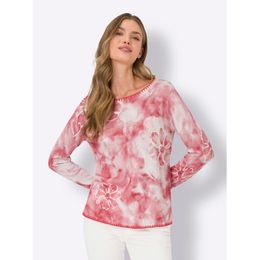 Heine Feinstrickpullover in flamingo-hellros&eacute;-bedruckt | Gr.: 40
