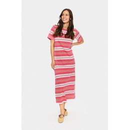 Saint Tropez Jerseykleid FariaSZ Lockere Passform in Pink Ice Red Stripe | Gr.: XL