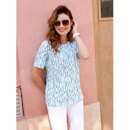WITT WEIDEN Print-Shirt in kalkmint-wei&szlig;-bedruckt | Gr.: 38