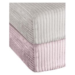 Aspero 2 Spannbettlaken aus Streifen-Flanell Parana in Rosa/Taupe | Gr.: 200x200 cm