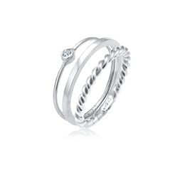 Elli Ring 925 Sterling Silber Ring Set, Twisted in Silber | Gr.: 58