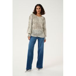 Kaffe Langarm-Bluse KAtrinike Regular fit in Grey Texture Check | Gr.: 34