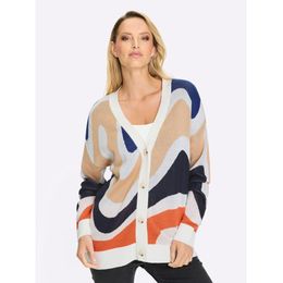 Heine Strickjacke in ecru-marine-gemustert | Gr.: 36