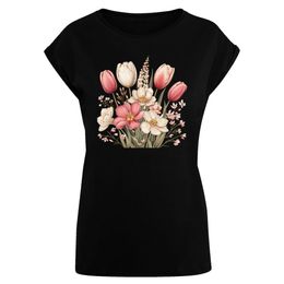 F4NT4STIC T-Shirt Rosa weißer Frühlingsblumenstrauß in schwarz | Gr.: XL