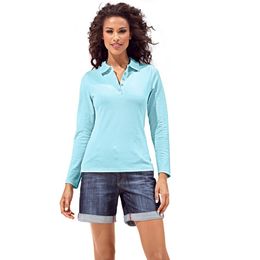 Heine Langarm-Poloshirt in türkis | Gr.: 42