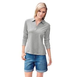 Heine Langarm-Poloshirt in grau-melange | Gr.: 48