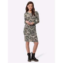 Heine Druckkleid in sand-schwarz-bedruckt | Gr.: 48