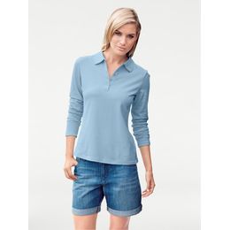Heine Langarm-Poloshirt in bleu | Gr.: 34