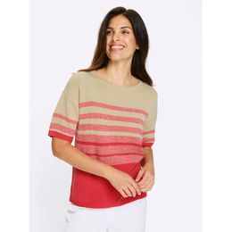 Sieh an! Kurzarmpullover in sand-hummer-gemustert | Gr.: 46