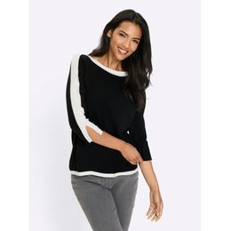 Sieh an! 3/4 Arm-Pullover in schwarz-wei&szlig; | Gr.: 48