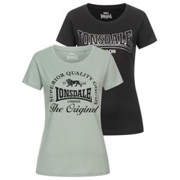 Lonsdale Shirt "Rowrah Frauen T-Shirt Doppelpack" in Schwarz | Gr.: S