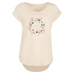 F4NT4STIC Long Cut T-Shirt Rosa Blumenkranz in Whitesand | Gr.: S