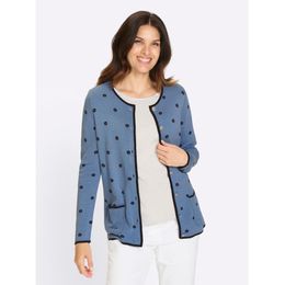 Sieh an! Jacquardstrickjacke in himmelblau-marine | Gr.: 46