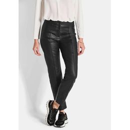 GOLDNER Kurzgr&ouml;&szlig;e: Slim Fit Leder-Hose Bella, hoher Bund in schwarz | Gr.: 20