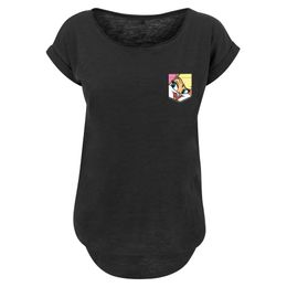 F4NT4STIC Long Cut T-Shirt Looney Tunes Lola Bunny Face Faux Pocket in schwarz | Gr.: XS