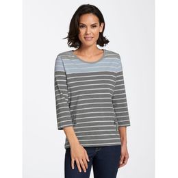 WITT WEIDEN Shirt in anthrazit-eisblau-gestreift | Gr.: 44