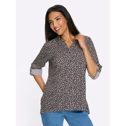 Sieh an! Longbluse in sand-schwarz-bedruckt | Gr.: 44