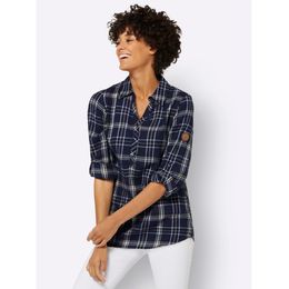 WITT WEIDEN Flanellbluse in marine-wei&szlig;-kariert | Gr.: 44