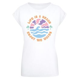 F4NT4STIC Extended Shoulder T-Shirt Life Is A Beach Enjoy The Waves in wei&szlig; | Gr.: 4XL