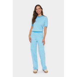 Saint Tropez Casual Hose MilaSZ Gerade Passform in Ethereal Blue Ice Stripe | Gr.: S