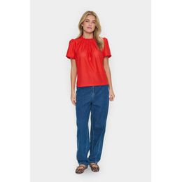 Saint Tropez Kurzarm-Bluse JovitaSZ Gerade Passform in Flame Scarlet | Gr.: S