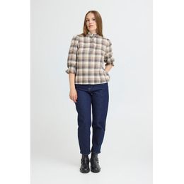 Pulz Langarm-Bluse PZEVIE Regular fit in NAVY GREEN BROWN CHECK | Gr.: XXL