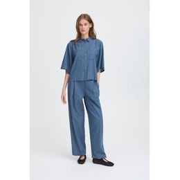 Ichi Kurzarm-Bluse IHXAURORA Regular fit in Washed med. blue | Gr.: 36