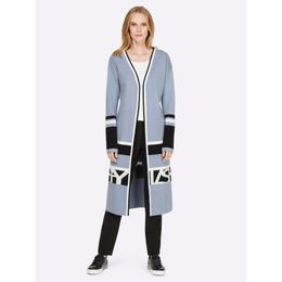 Heine Strickmantel in bleu-schwarz-gemustert | Gr.: 36