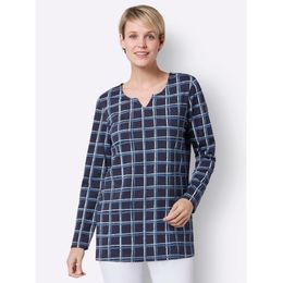 Sieh an! Longshirt in nachtblau-mittelblau-kariert | Gr.: 42
