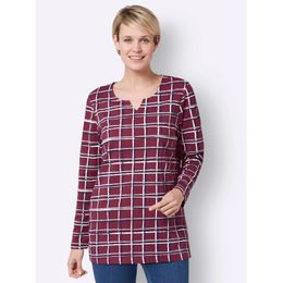 Sieh an! Longshirt in bordeaux-nachtblau-kariert | Gr.: 40