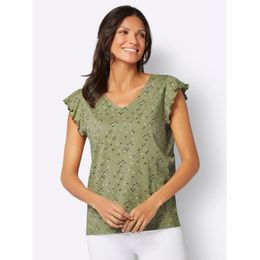 Sieh an! V-Shirt in schilf-khaki-bedruckt | Gr.: 44