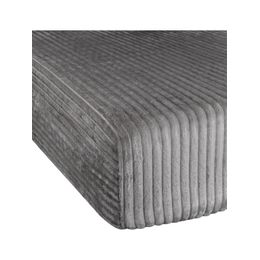 Aspero Spannbettlaken aus Streifen-Flanell Parana in Dunkelgrau | Gr.: 200x200 cm