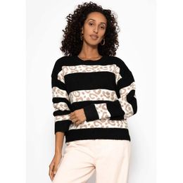 SASSYCLASSY Pullover mit Leo-Streifen in Schwarz | Gr.: M