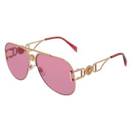 Versace VE2255 | Unisex-Sonnenbrille | Fassung: Vollrand, Pilot, Metall, Gold | Glasfarbe: Pink Spiegel Silber