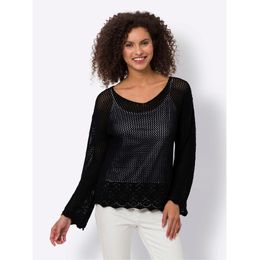 Heine Ajourpullover in schwarz | Gr.: 36